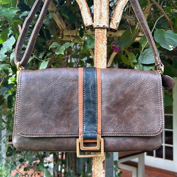 Kate Landry | Bags | Vintage Kate Landry Brown Faux Leather Shoulder ...